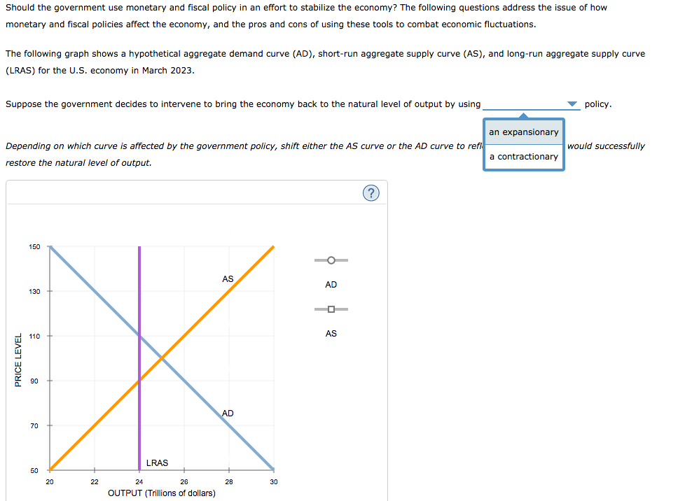 Solved Should the government use monetary and fiscal policy | Chegg.com