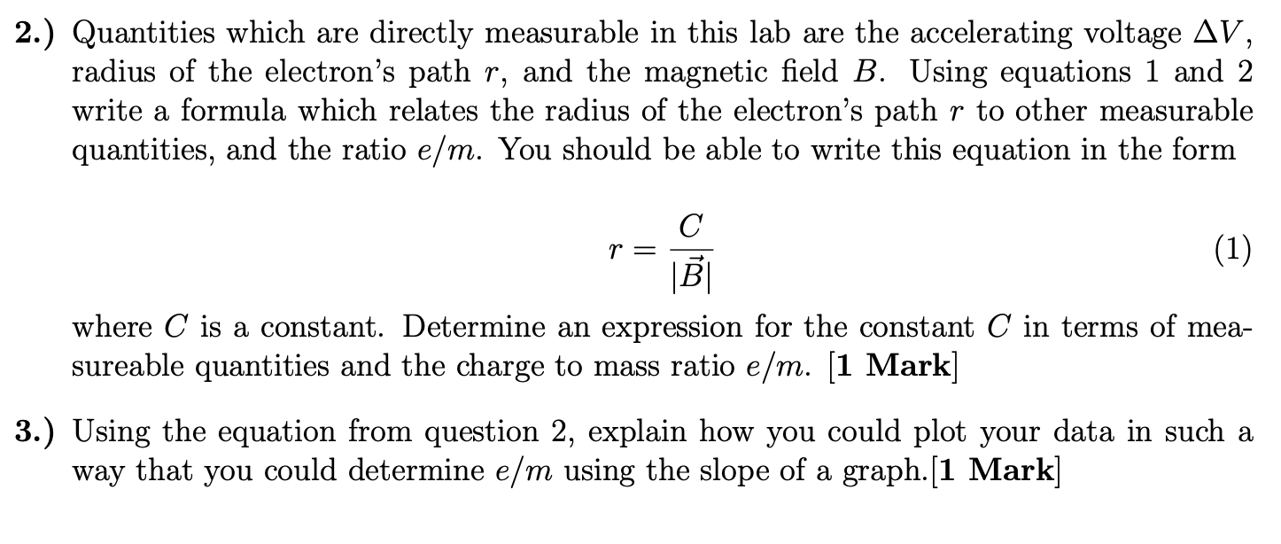 Solved 2.) ﻿Quantities which are directly measurable in this | Chegg.com