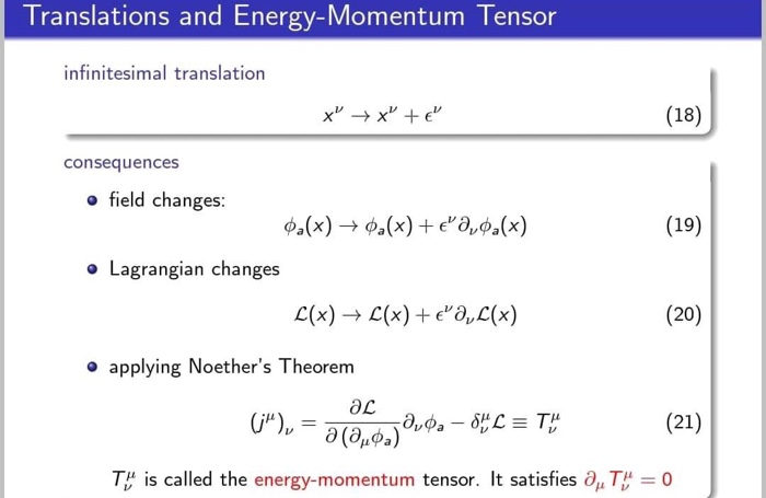 Solved Translations and Energy-Momentum Tensor infinitesimal | Chegg.com