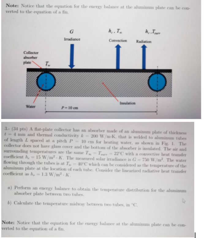 Solved Note: Notice that the equation for the energy balance | Chegg.com