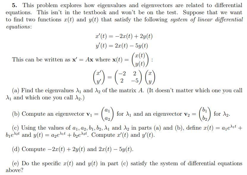 Solved 5. This problem explores how eigenvalues and | Chegg.com