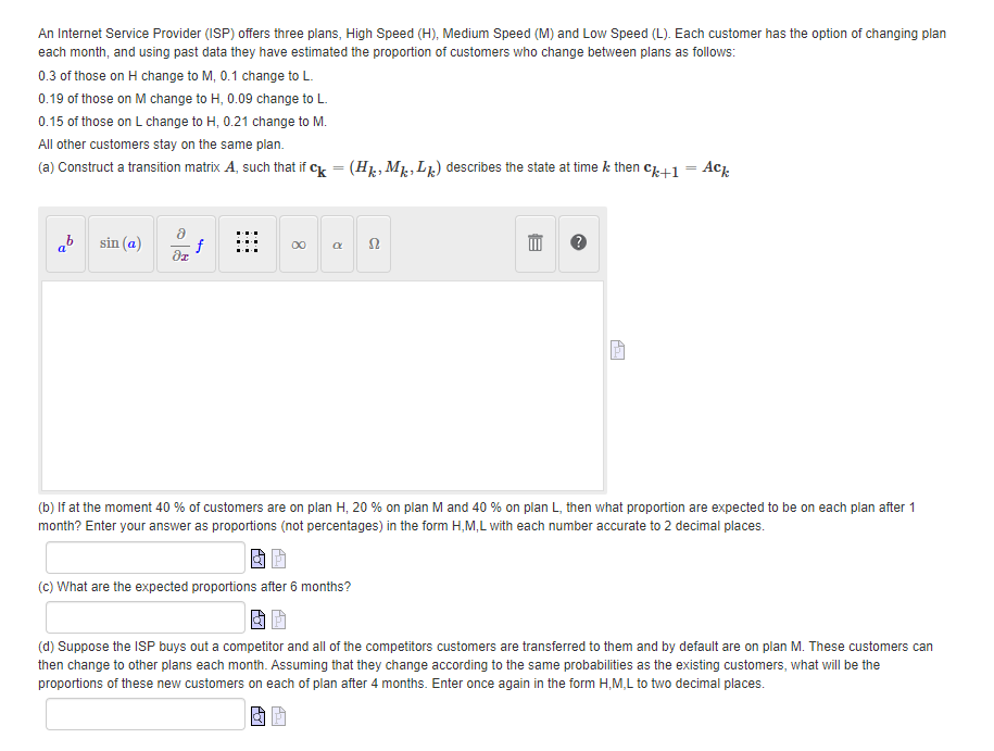 Solved An Internet Service Provider (ISP) offers three | Chegg.com