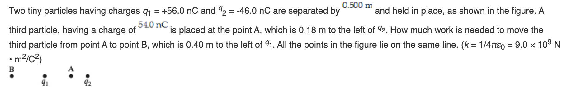 Solved Two tiny particles having charges q1 = +56.0 nC and | Chegg.com