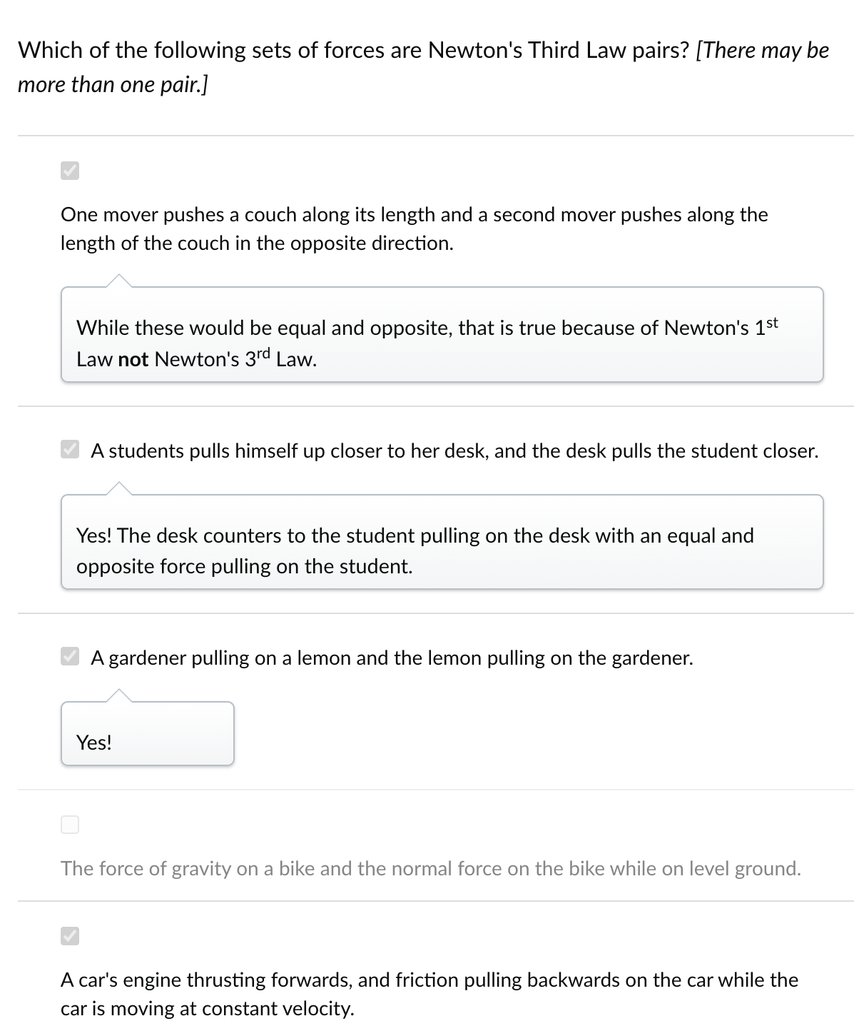 Solved Which of the following sets of forces are Newton's | Chegg.com