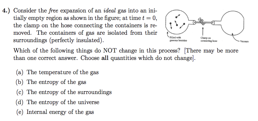 Solved 4.) Consider the free expansion of an ideal gas into | Chegg.com
