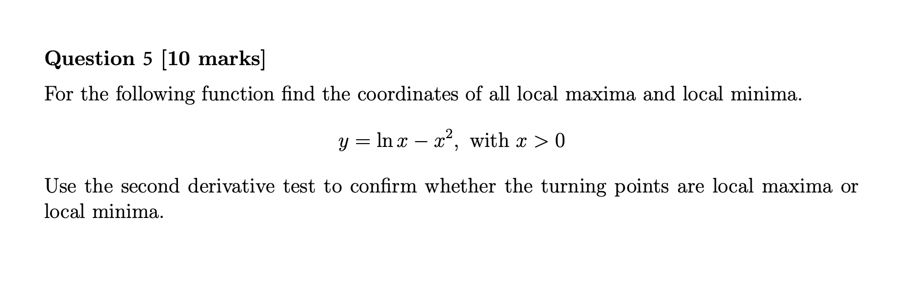 Solved For the following function find the coordinates of | Chegg.com