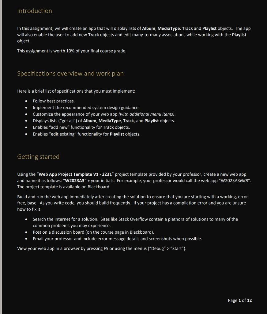 Introduction In this assignment, we will create an | Chegg.com