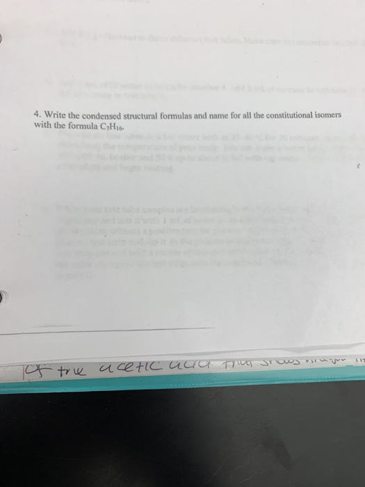 Solved 4. Write the condensed structural formulas and name | Chegg.com