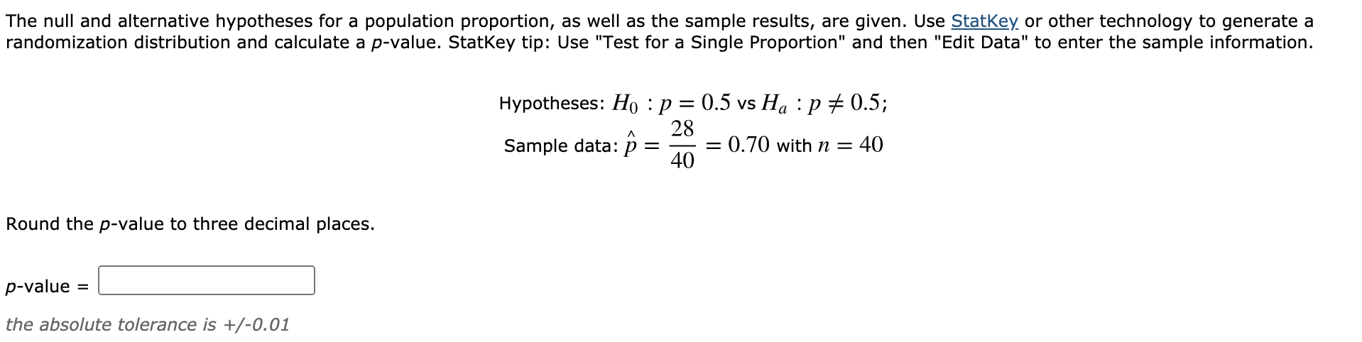 Solved The null and alternative hypotheses for a population | Chegg.com