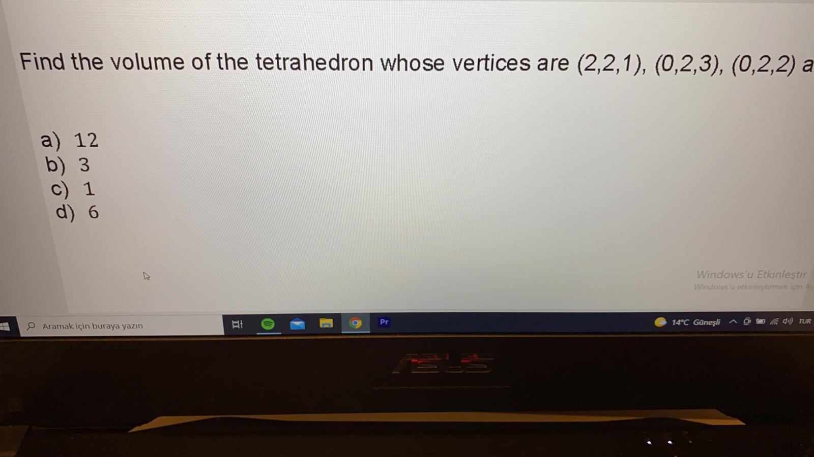 Solved Find the volume of the tetrahedron whose vertices are | Chegg.com