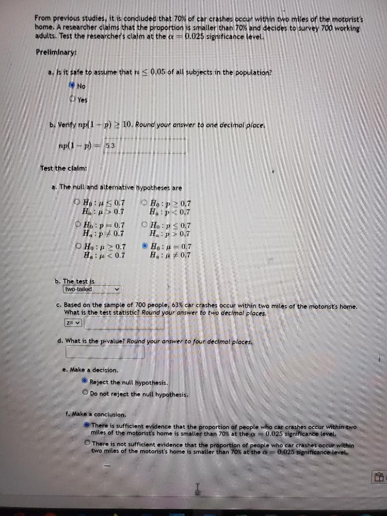 Solved From previous studies, it is concluded that 70% of | Chegg.com