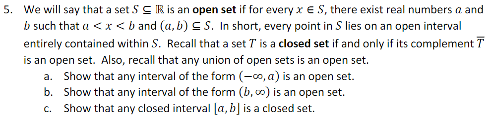 Solved 5. We will say that a set SR is an open set if for | Chegg.com