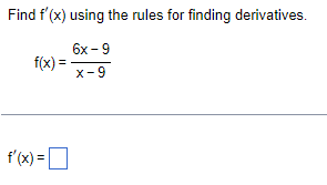 Solved Find f′(x) using the rules for finding derivatives. | Chegg.com