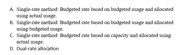 Solved ΦA. Single-rate method: Budgeted rate based on | Chegg.com