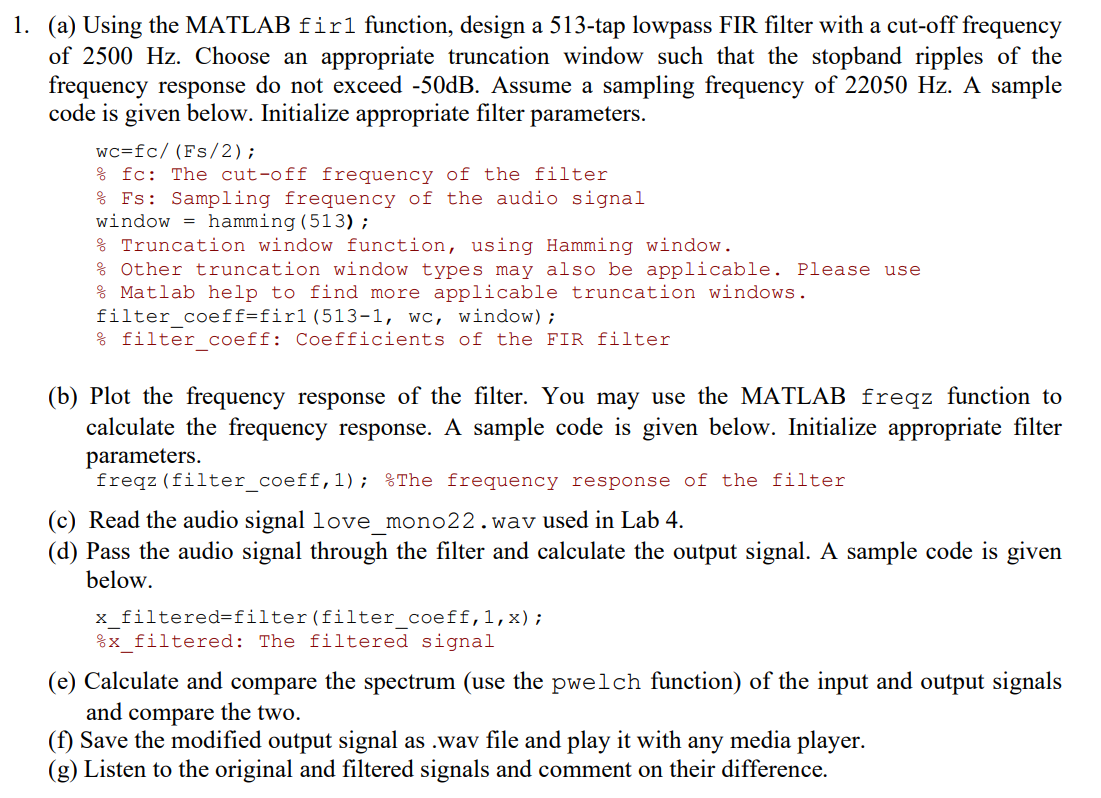 Solved I I cannot upload the wav file, so plz just use | Chegg.com