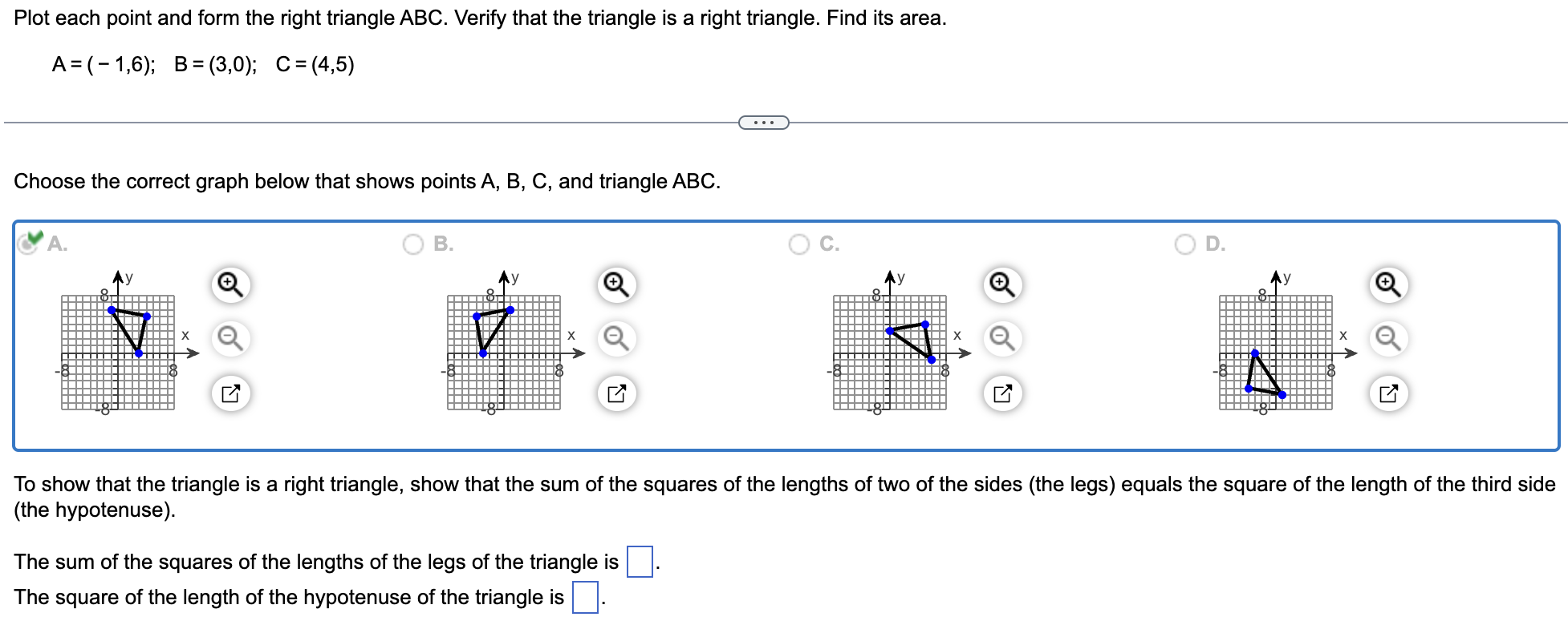 Solved Plot each point and form the right triangle ABC. | Chegg.com