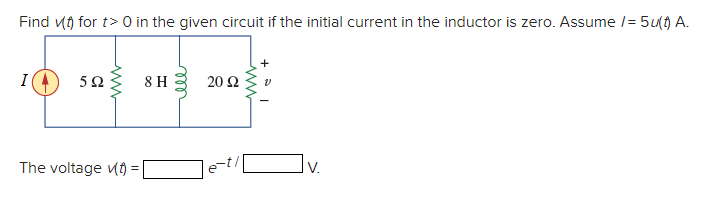 Solved Find v(t) for t>0 in the given circuit if the initial | Chegg.com