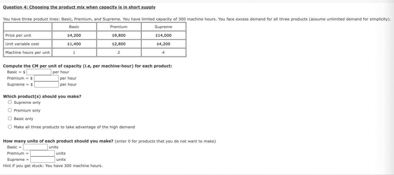 Solved Compute the CM per unit of capacity (i.e, per | Chegg.com