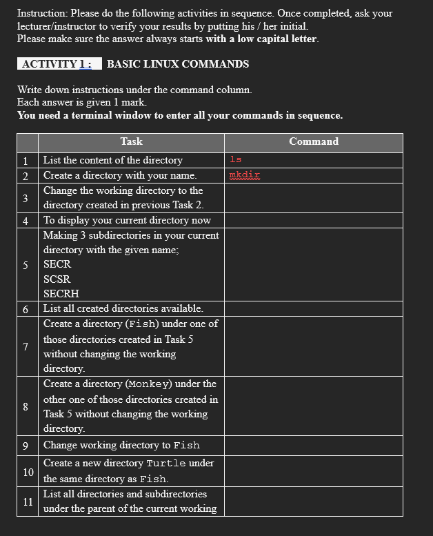 Solved Instruction: Please do the following activities in | Chegg.com