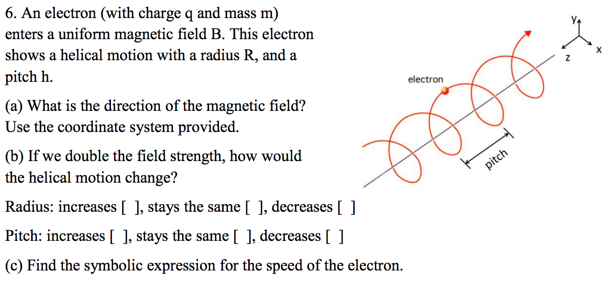 Solved electron 6. An electron (with charge q and mass m) | Chegg.com