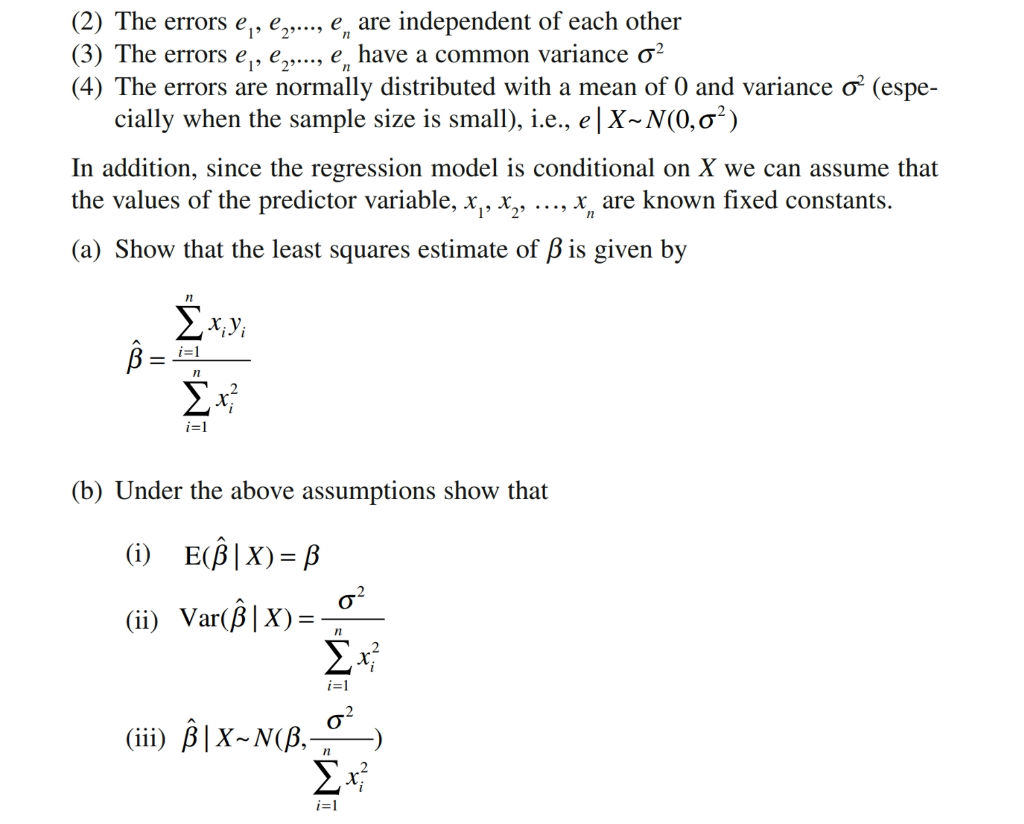 Solved Straight-line regression through the origin: In this | Chegg.com