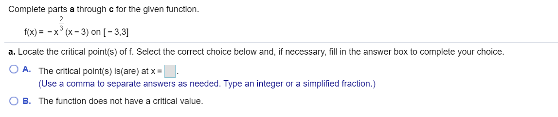 Solved Complete parts a through c for the given function. | Chegg.com