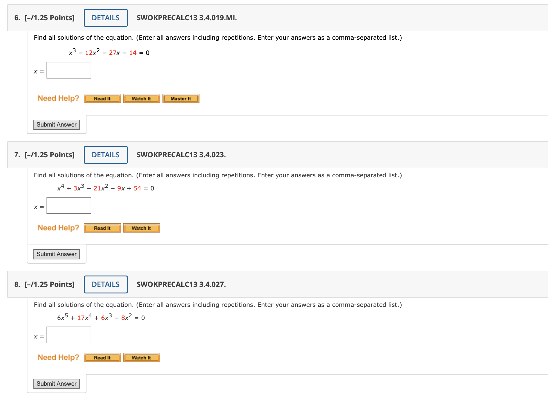 Solved SWOKPRECALC13 3.4.019.MI. Ill solutions of the | Chegg.com