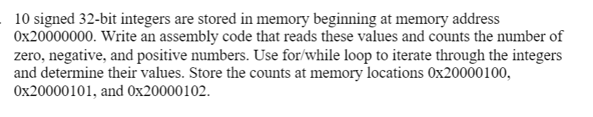 Solved 10 signed 32-bit integers are stored in memory | Chegg.com