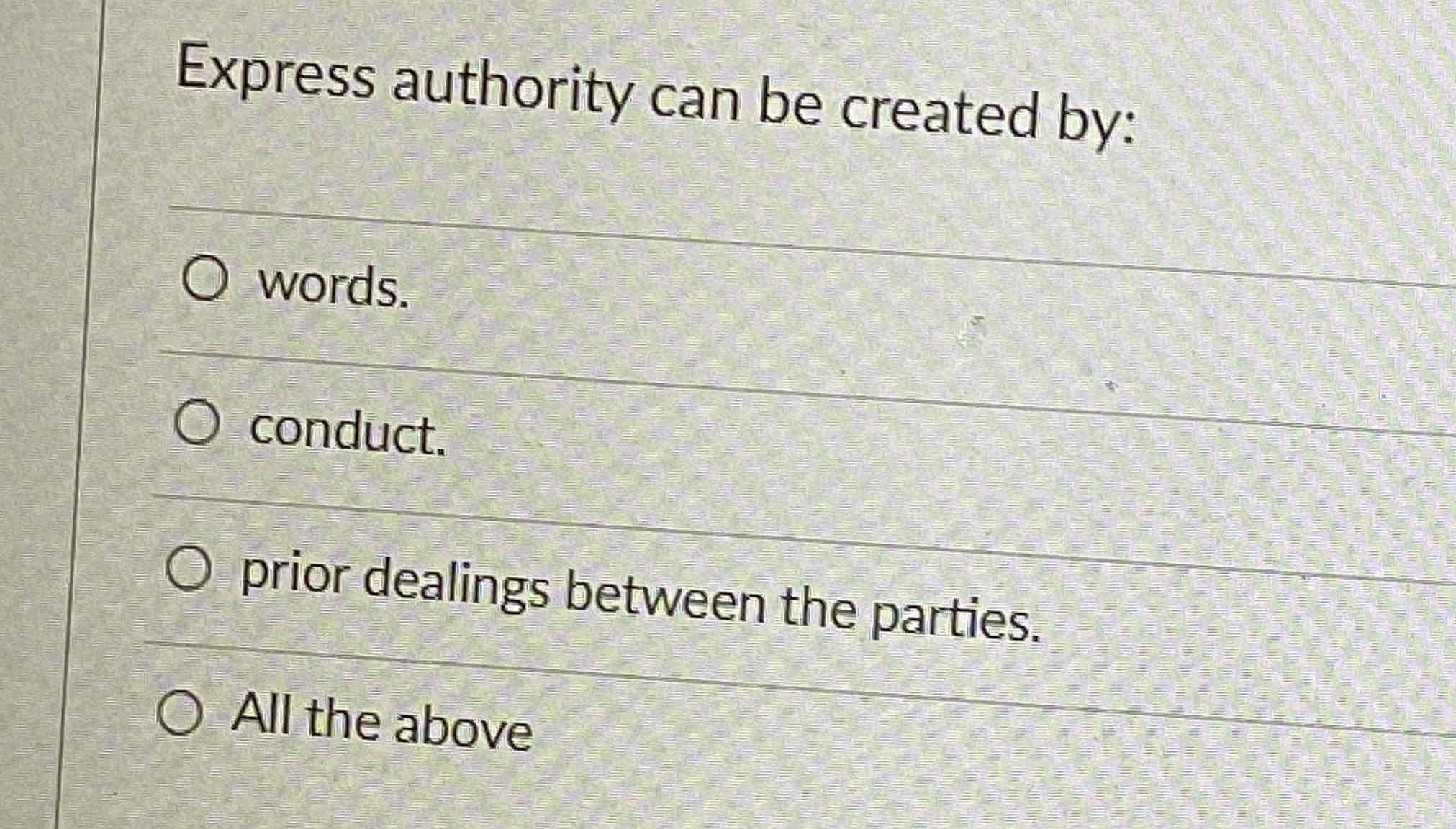 Solved Express authority can be created | Chegg.com