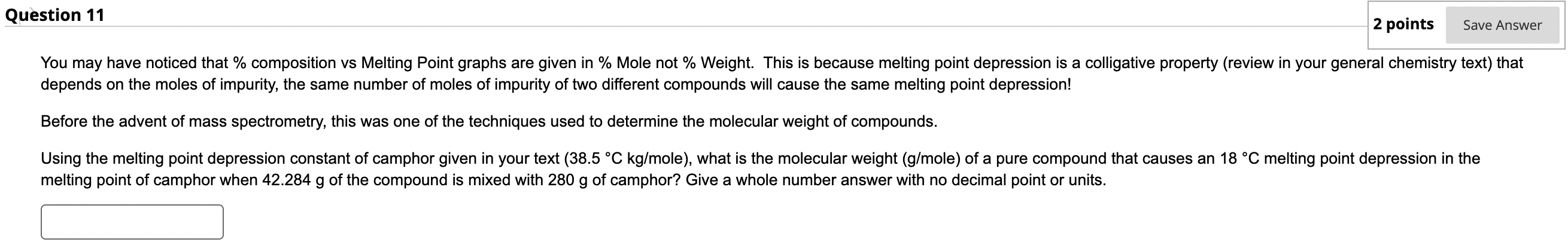 Solved depends on the moles of impurity, the same number of | Chegg.com