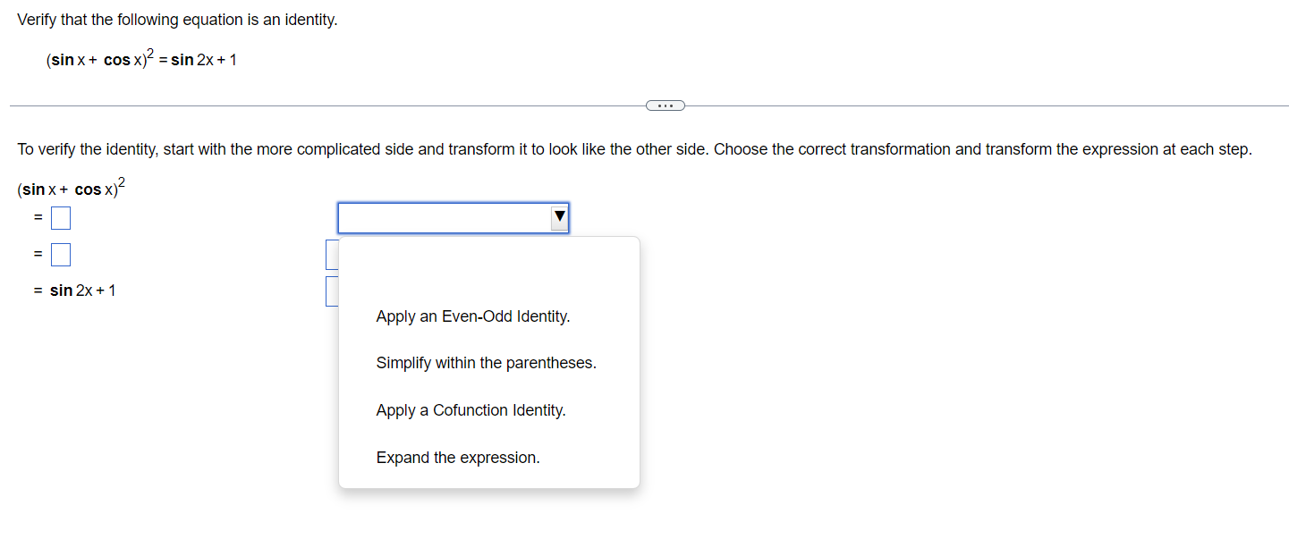 Solved Verify that the following equation is an identity. | Chegg.com