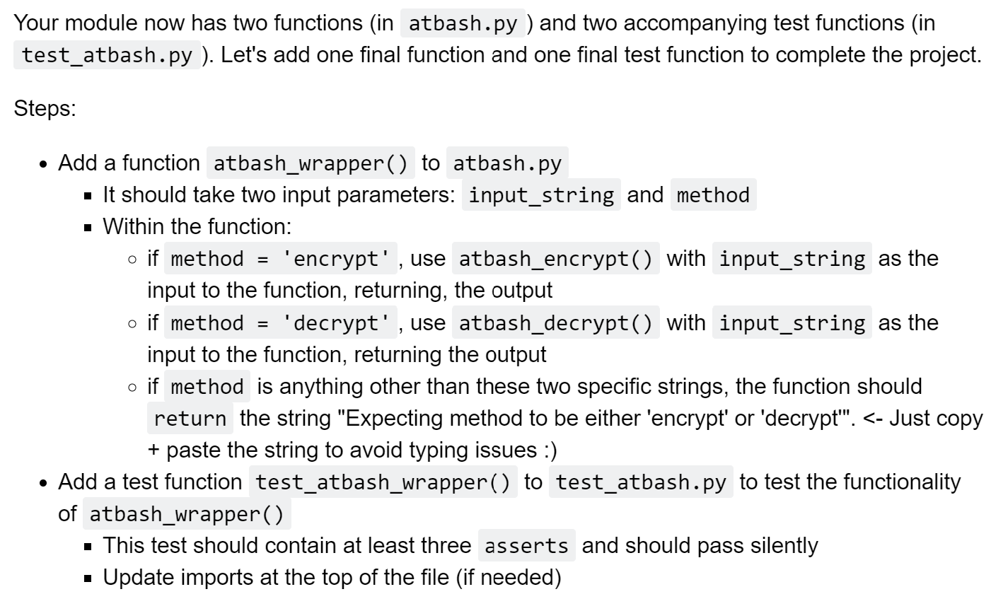 Solved Your module now has two functions (in atbash.py ) and | Chegg.com