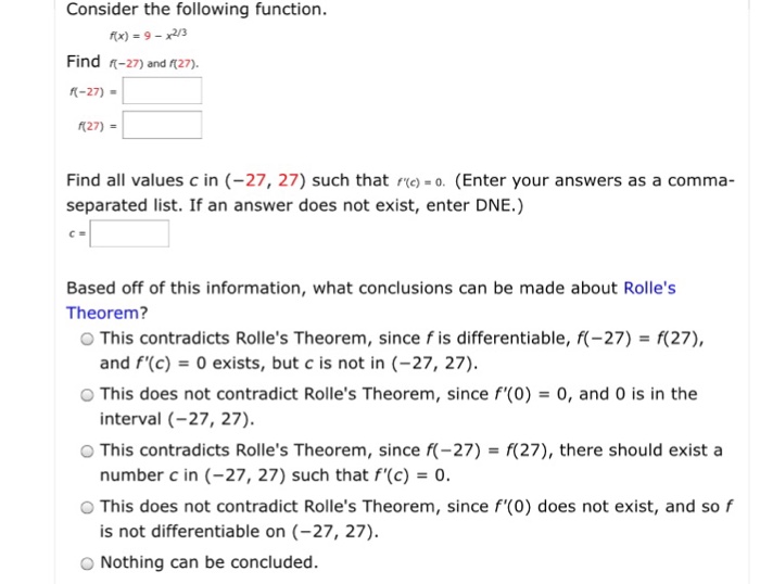 Solved Consider the following function. f(x) = 9 - x^2/3 | Chegg.com