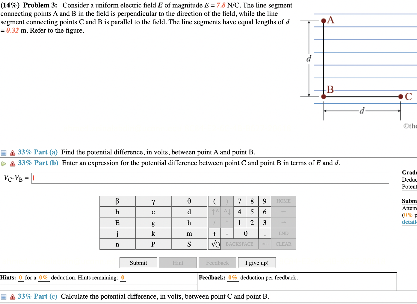 Solved (14\%) Problem 3: Consider a uniform electric field E | Chegg.com