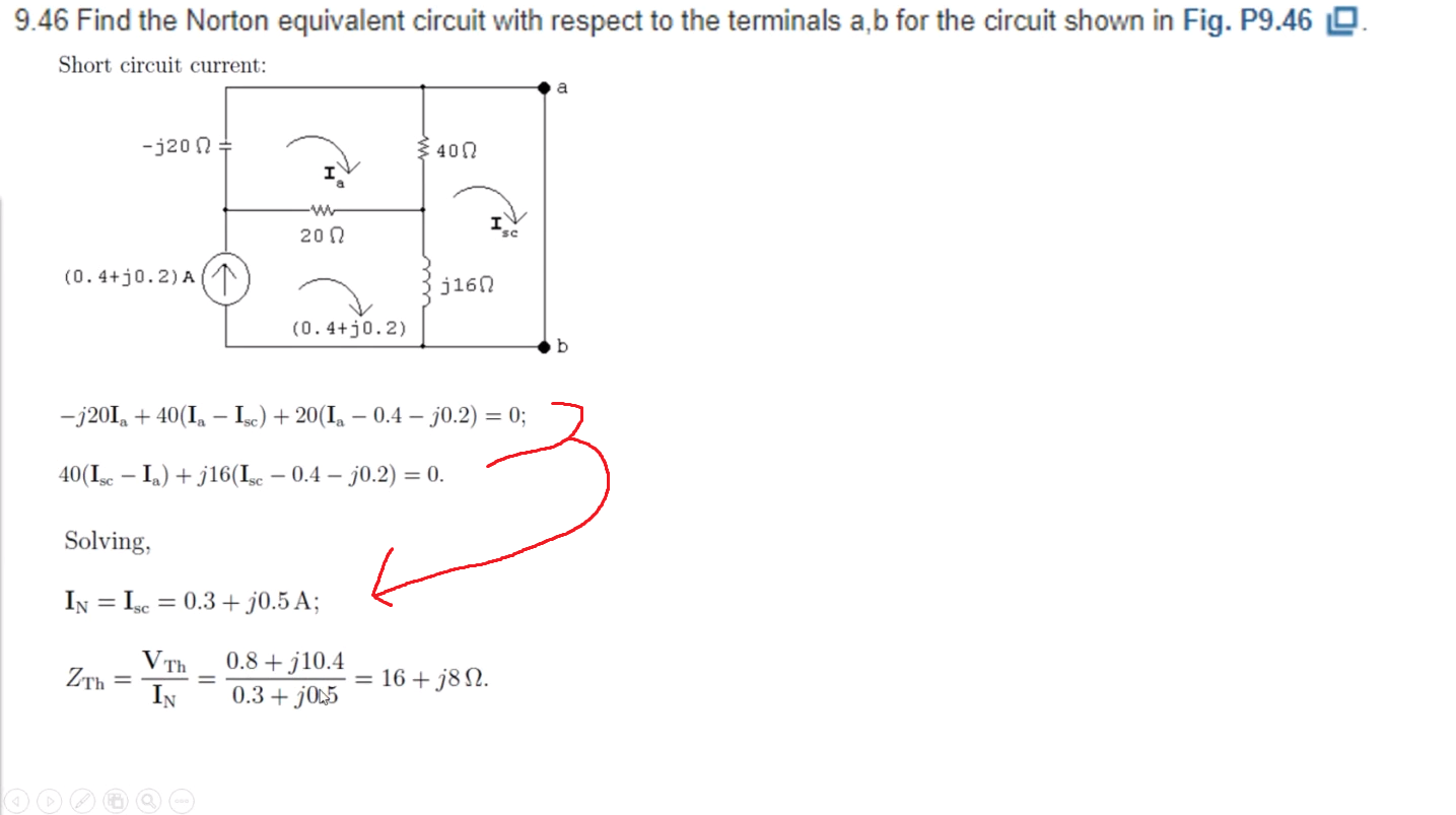 Solved Could you explain how he got In=Isc =0.3+j0.5A? I | Chegg.com