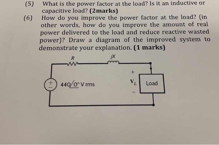 Solved (5) What is the power factor at the load? Is it an | Chegg.com