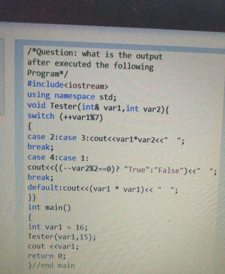 Solved /*Question: what is the output after executed the | Chegg.com