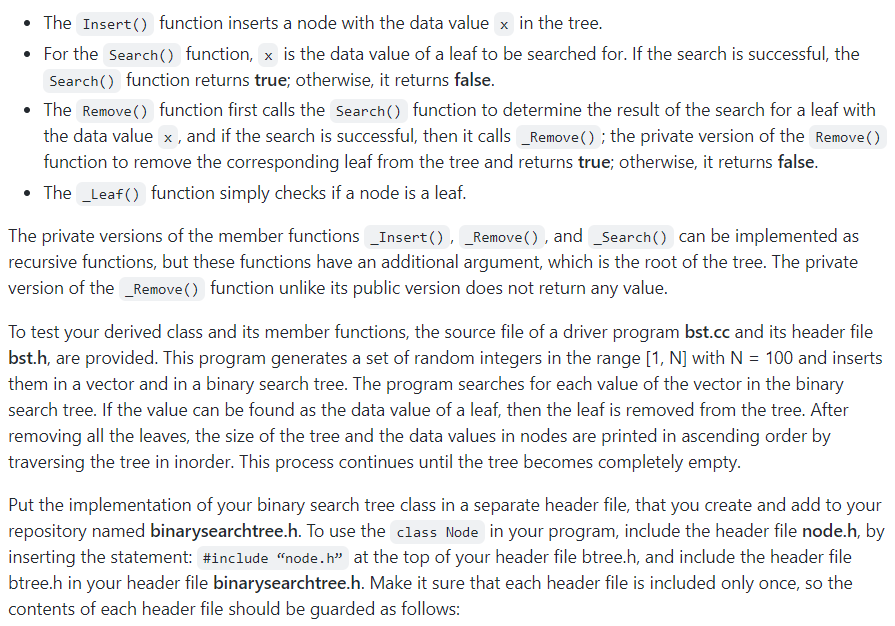 Solved C++/ Binary Search Tree (COMPILE and DISPLAY code | Chegg.com