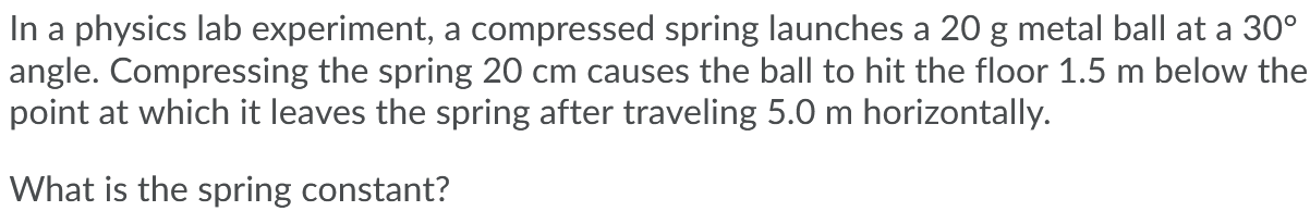 Solved In a physics lab experiment, a compressed spring | Chegg.com