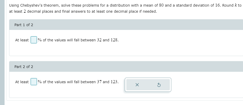 Solved Using Chebyshev's theorem, solve these problems for a | Chegg.com