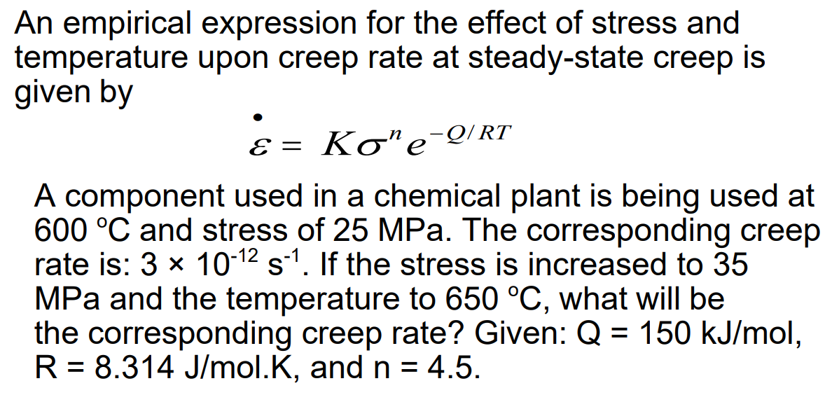 Solved An empirical expression for the effect of stress | Chegg.com