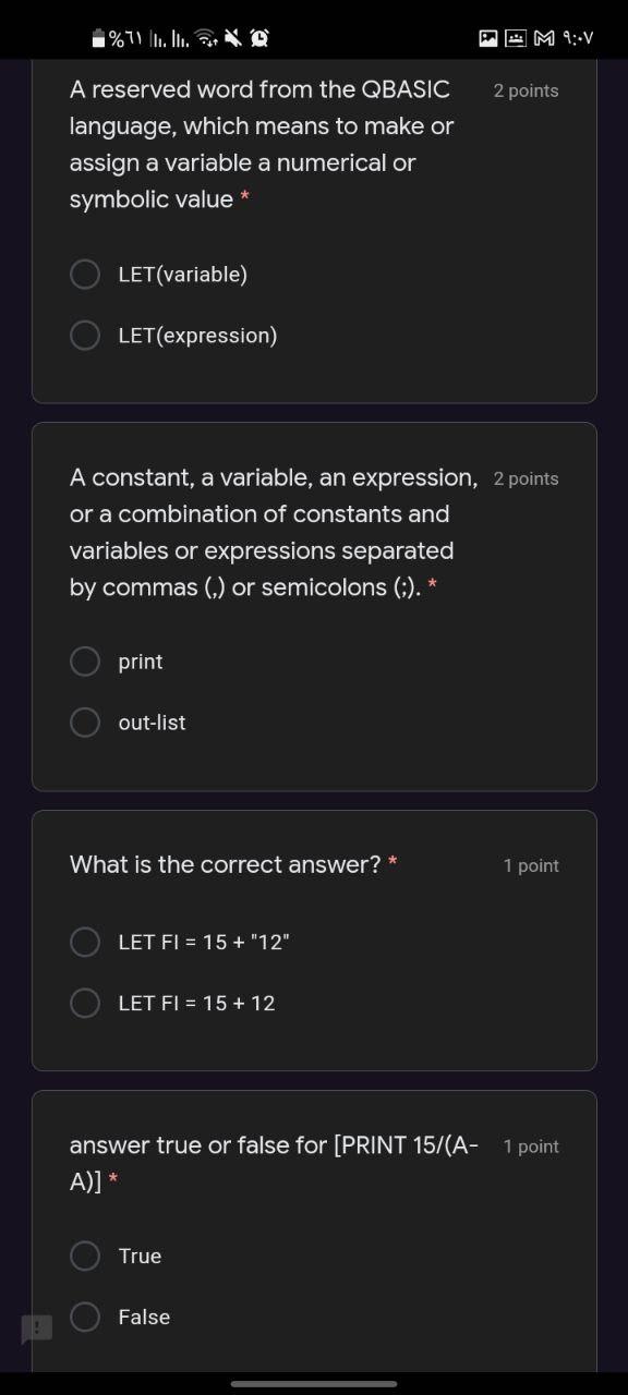 Solved %71 1. II. V PM 9:-V 2 points A reserved word from | Chegg.com