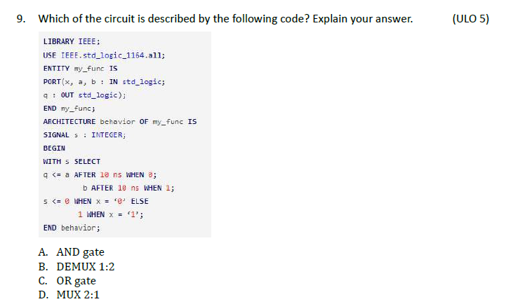 LIBRARY IEEE; USE IEEE,std_logic_1164,a11; ENTITY | Chegg.com