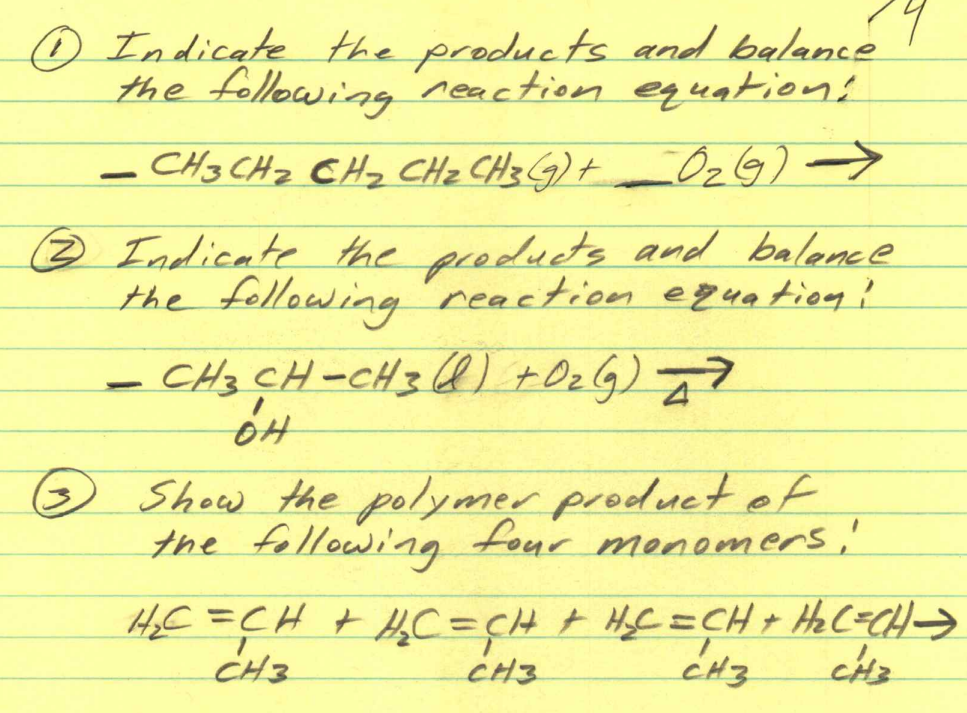 Solved 1) Indicate the products and balance the following | Chegg.com