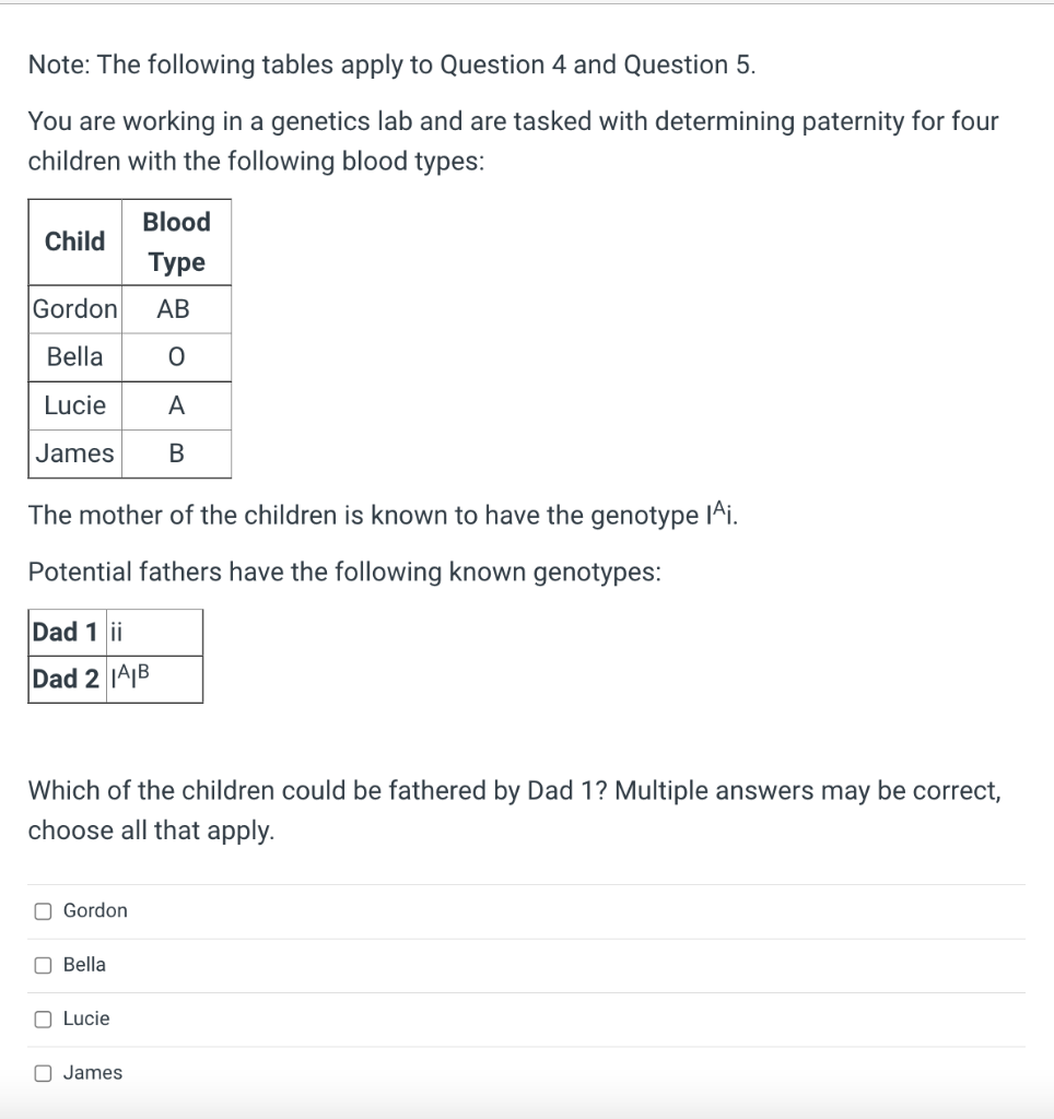 Solved Note: The following tables apply to Question 4 and | Chegg.com