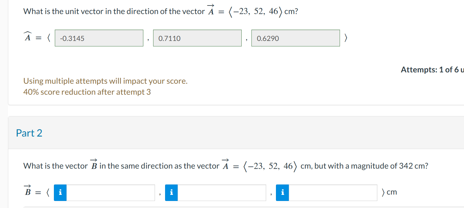 Solved What is the unit vector in the direction of the | Chegg.com