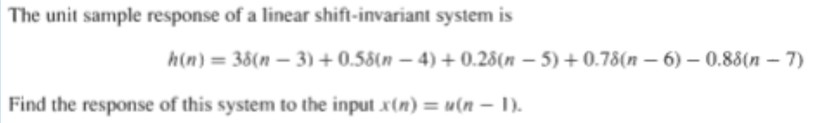 Solved The unit sample response of a linear shift-invariant | Chegg.com