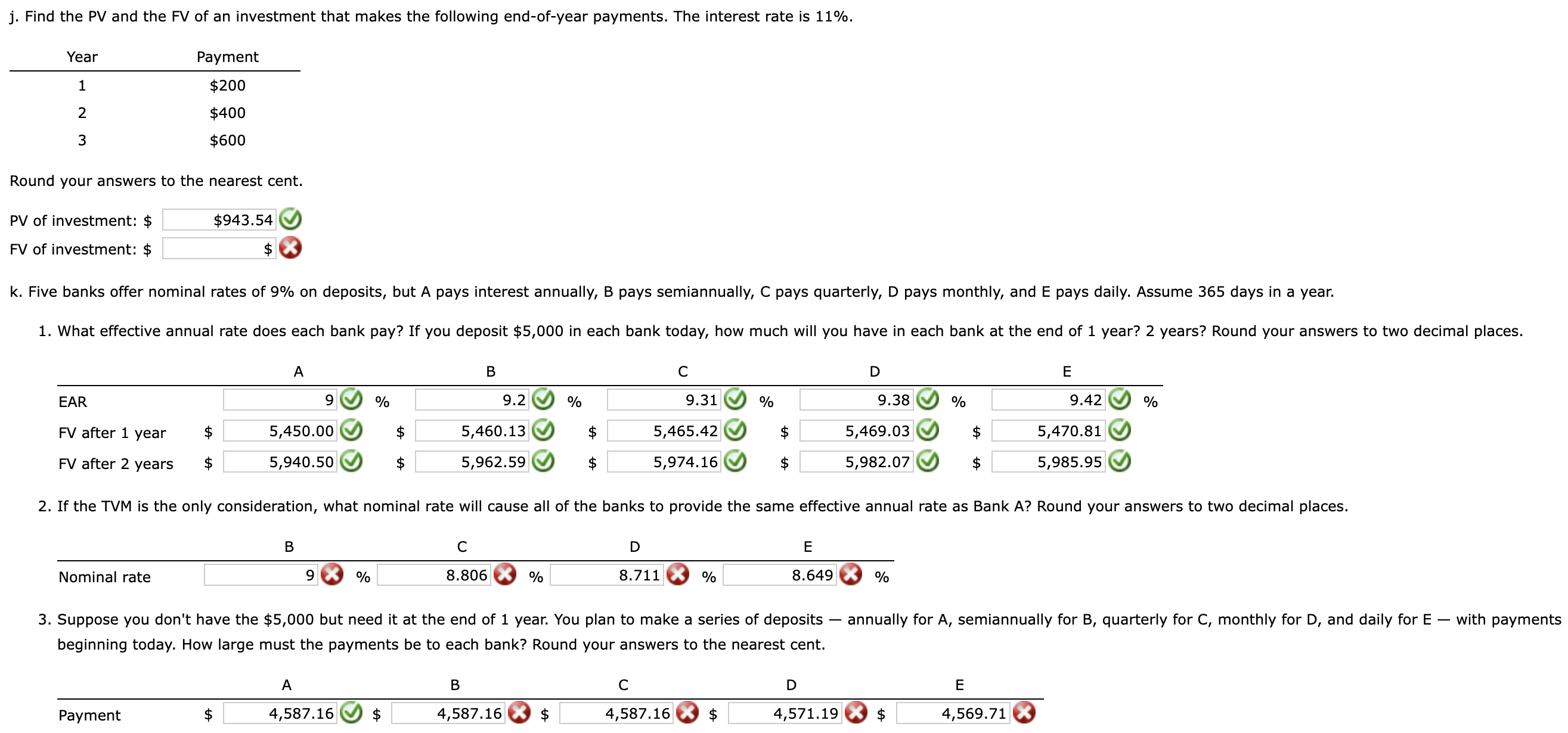 Solved Round your answers to the nearest cent. PV of | Chegg.com