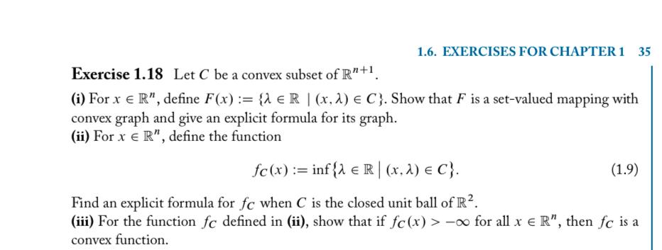 Solved Exercise 1.18 Let C be a convex subset of Rn+1. (i) | Chegg.com