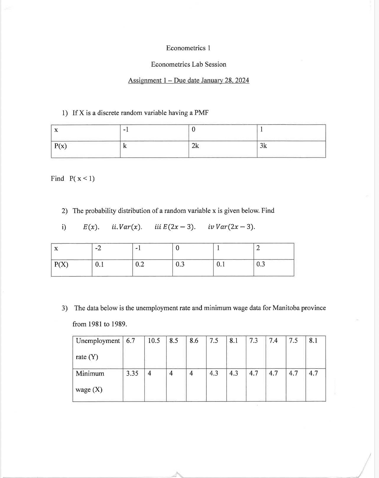Solved Econometrics 1econometrics Lab Sessionassignment 1